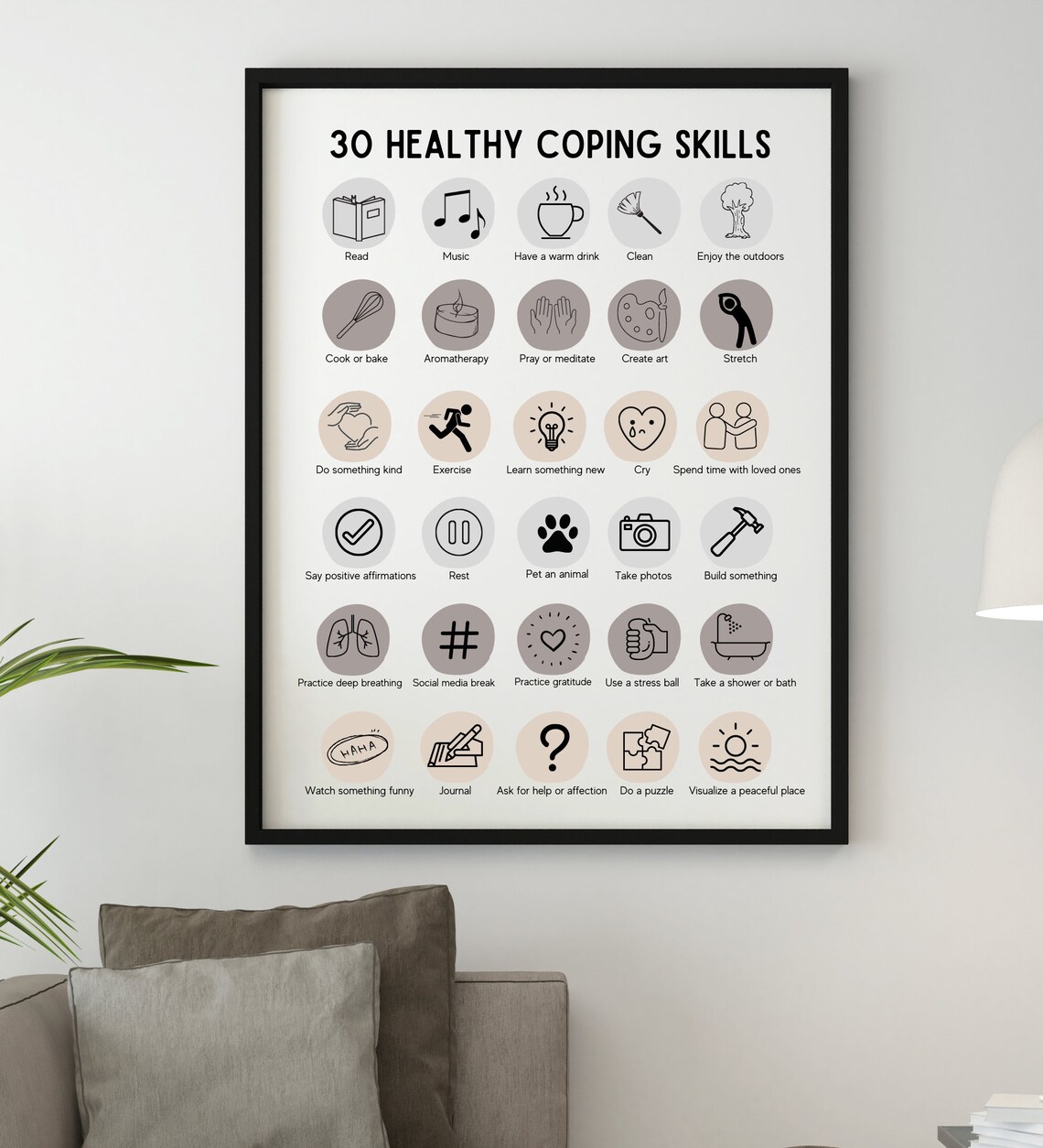 30 Healthy Coping Skills Therapy Poster Wall Art Print - Etsy