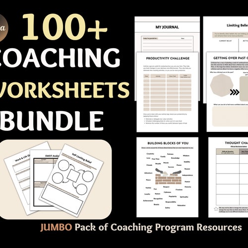 100 Coaching Worksheets Bundle Coaching Canva Templates - Etsy