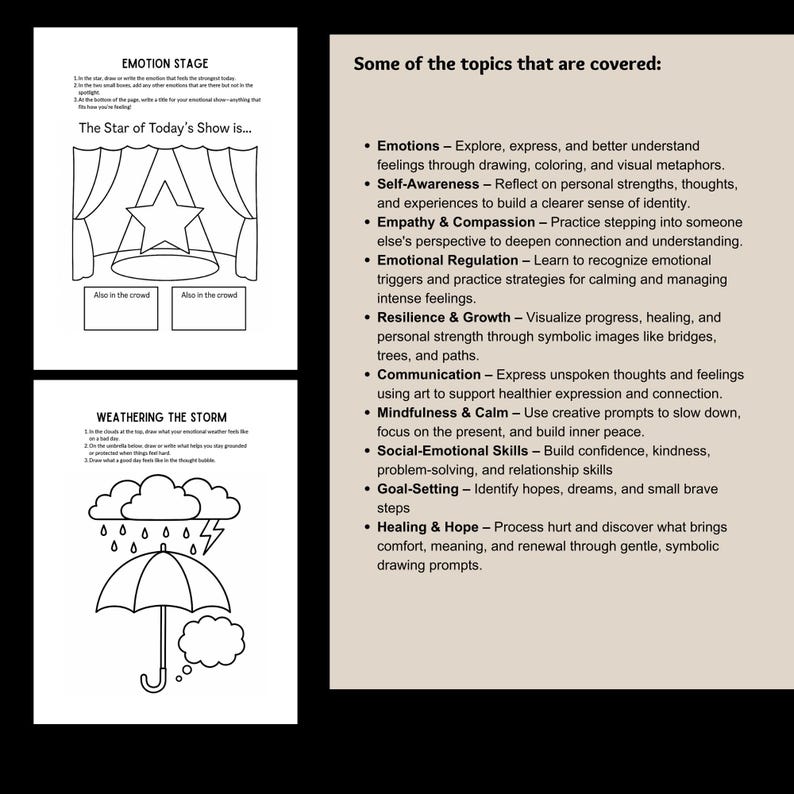 140 Art Therapy Worksheets Mental Health Social-emotional Learning Self ...