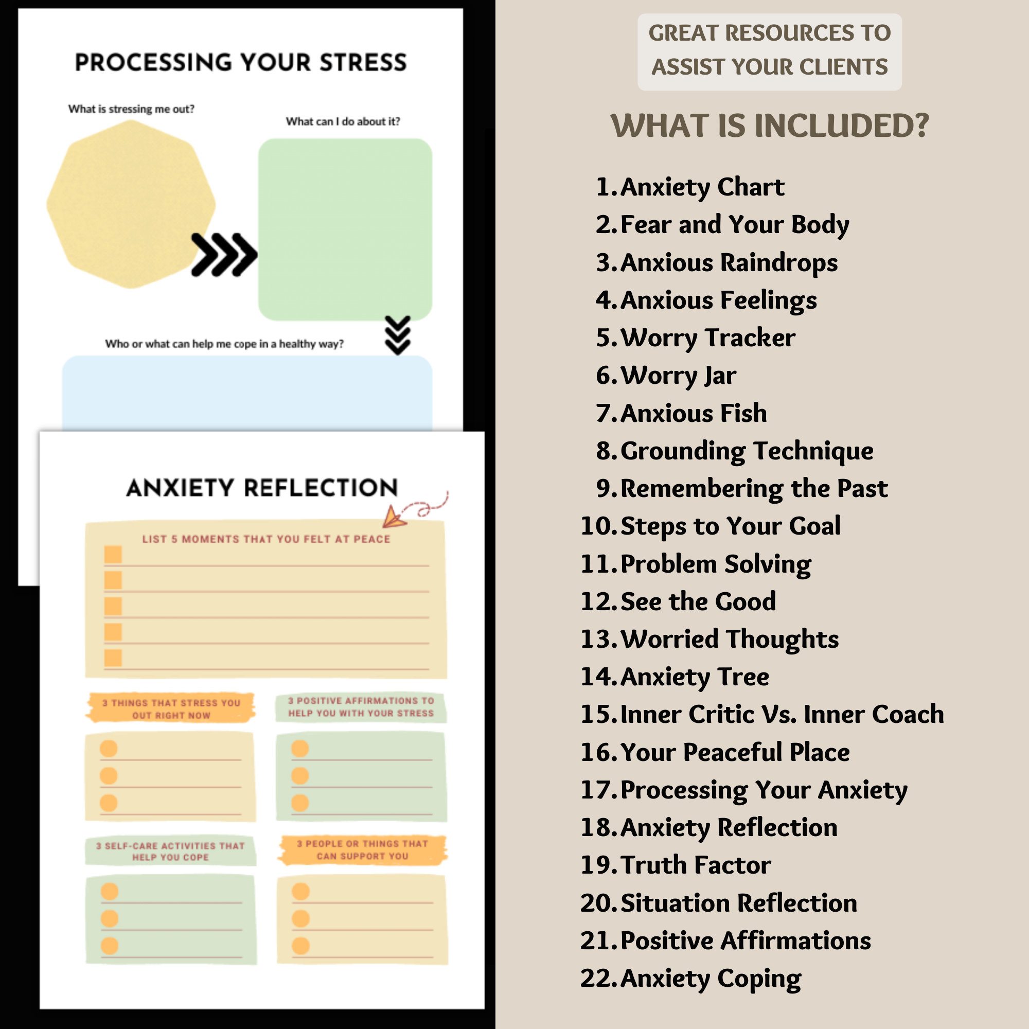 22 Anxiety Worksheets Bundle, Anxiety Relief Counselor Therapy ...