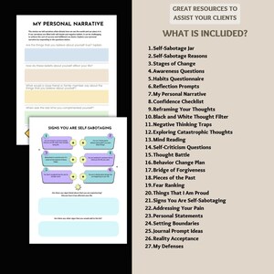Self Sabotage Worksheets Bundle, Self Sabotage Workbook, Therapy ...