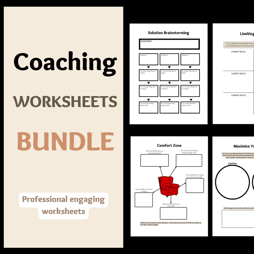 Coaching Worksheets Bundle, Coaching Canva Templates, Editable Coaching ...