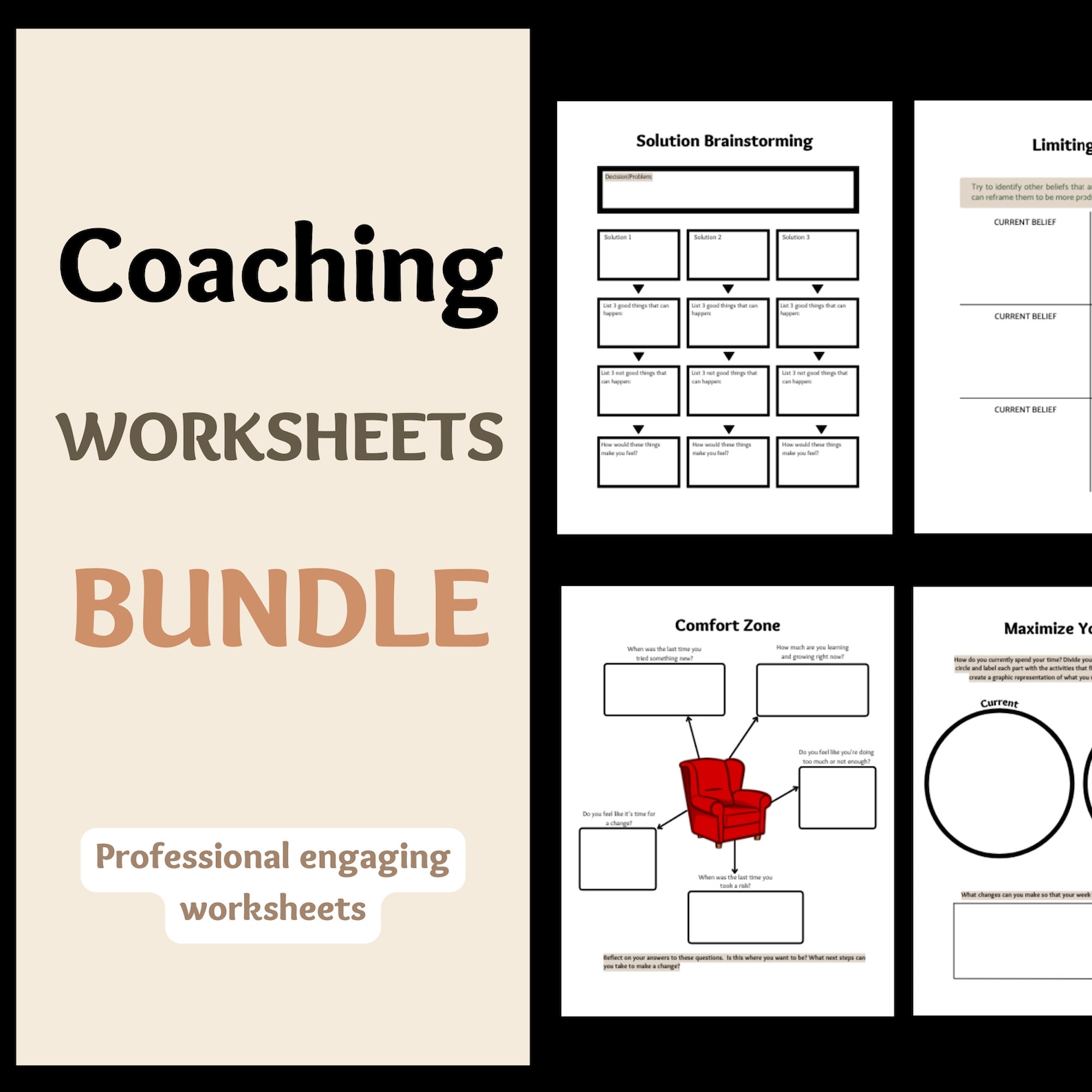 Coaching Worksheets Bundle, Coaching Canva Templates, Editable Coaching ...