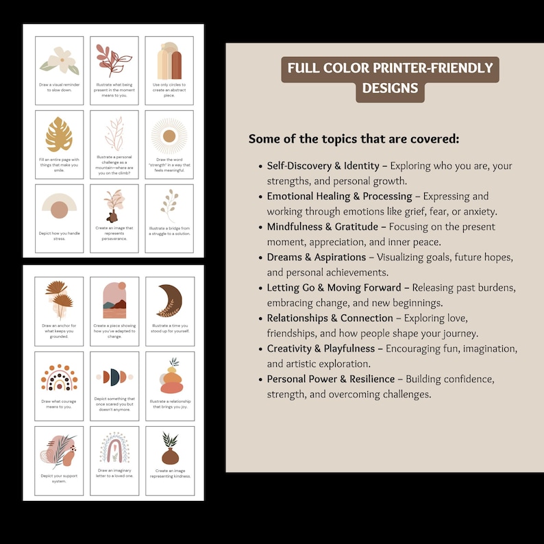 Art Therapy Journal Prompt Cards Therapy Tools Mental Health Resources ...