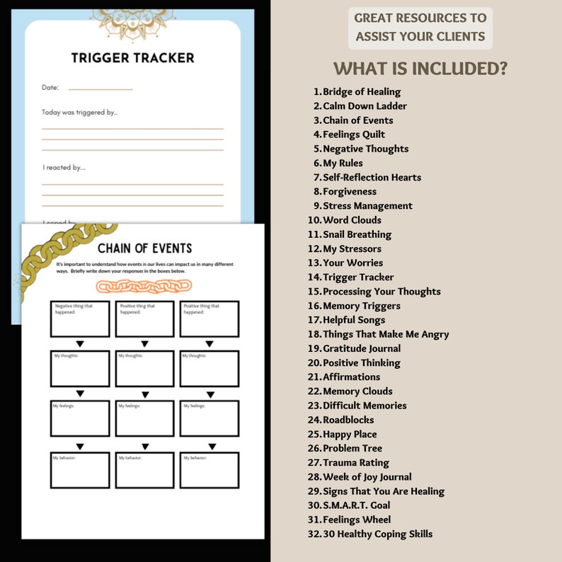 32 Trauma Worksheets Bundle for Teens & Kids Counseling Therapist PTSD ...