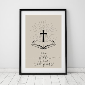 The Bible is Our Compass DIGITAL DOWNLOAD, Christian Gift Modern Jesus ...