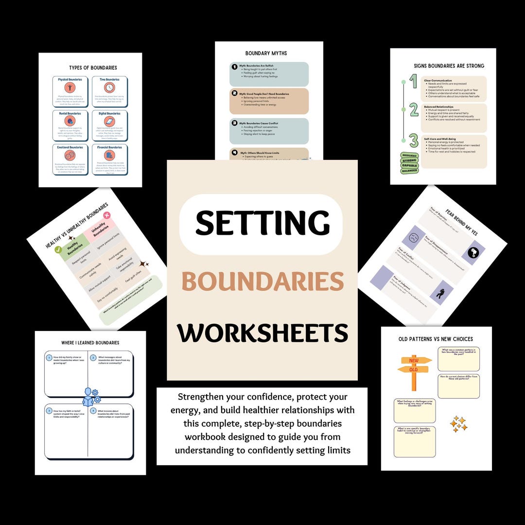 Setting Boundaries Worksheet Bundle Therapy Workbook, Boundary Setting ...