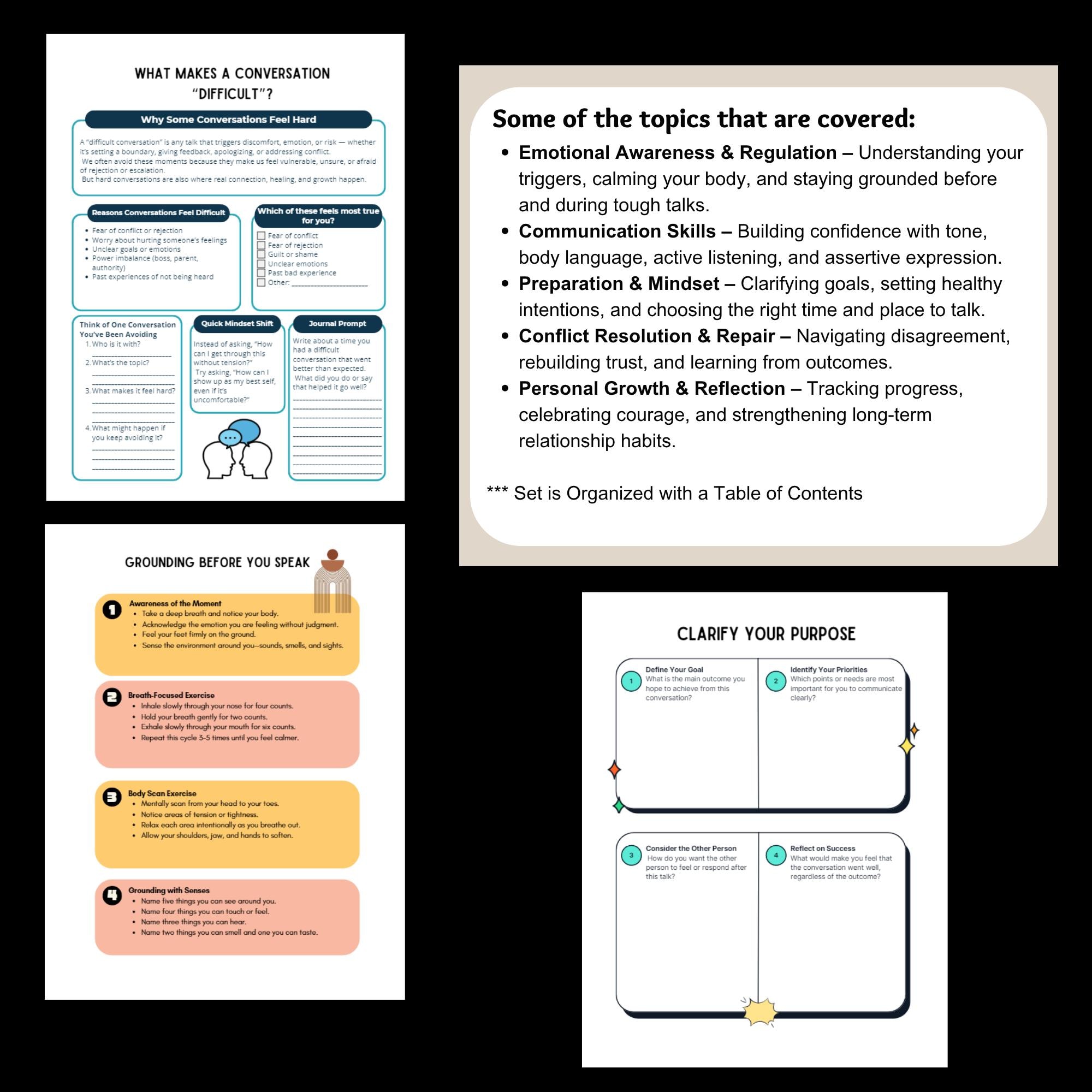 How to Have Difficult Conversations MEGA Worksheet Bundle, Conversation ...