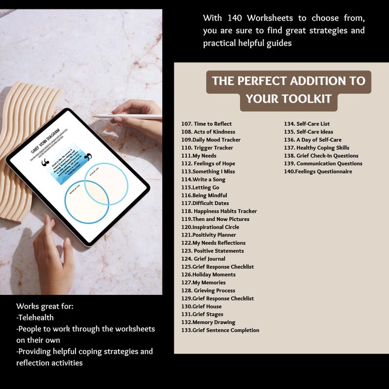 140 Grief and Loss Worksheets Handouts Bundle, Grief Printable Pdf ...
