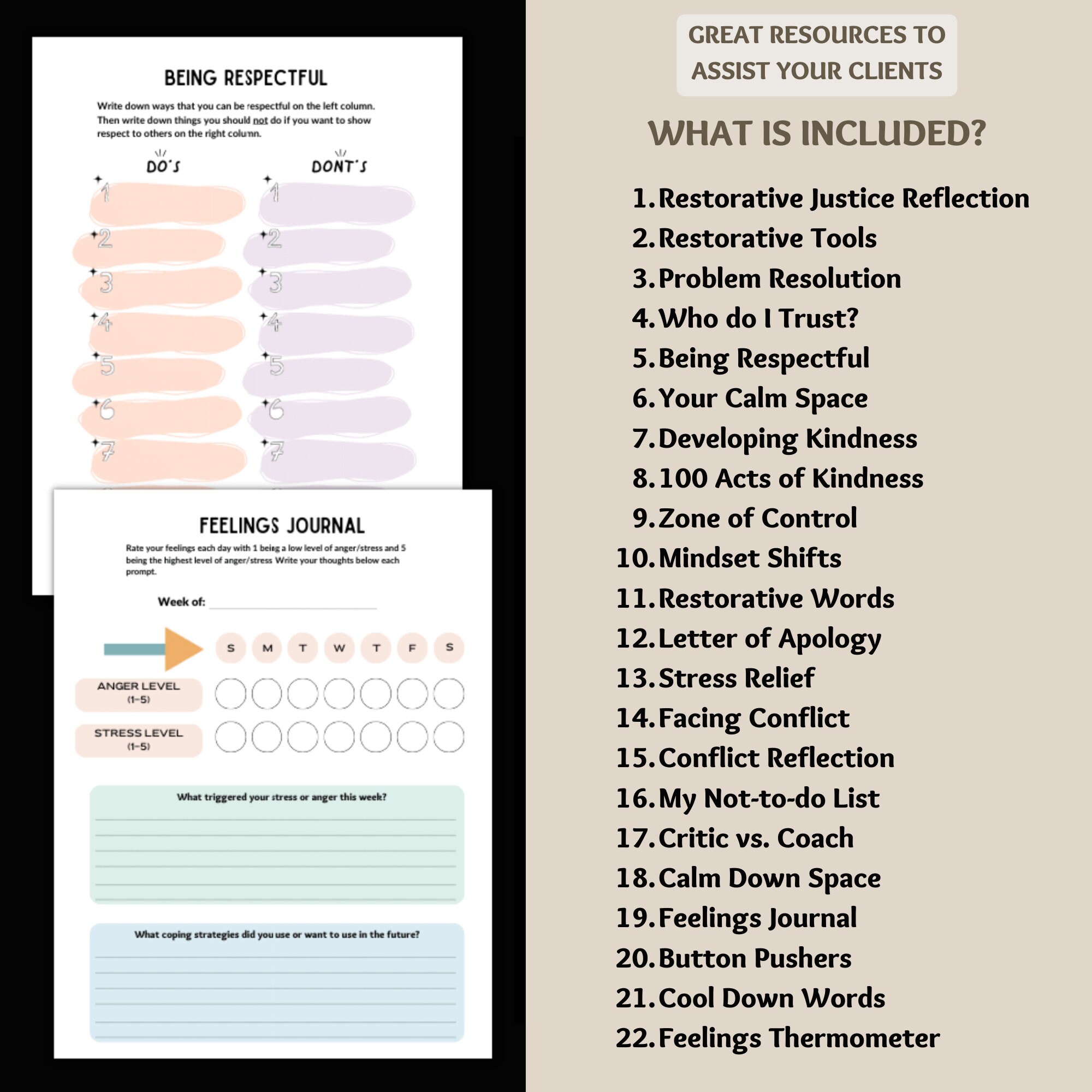 22 Restorative Justice Conflict Resolution Worksheets Bundle,anti ...