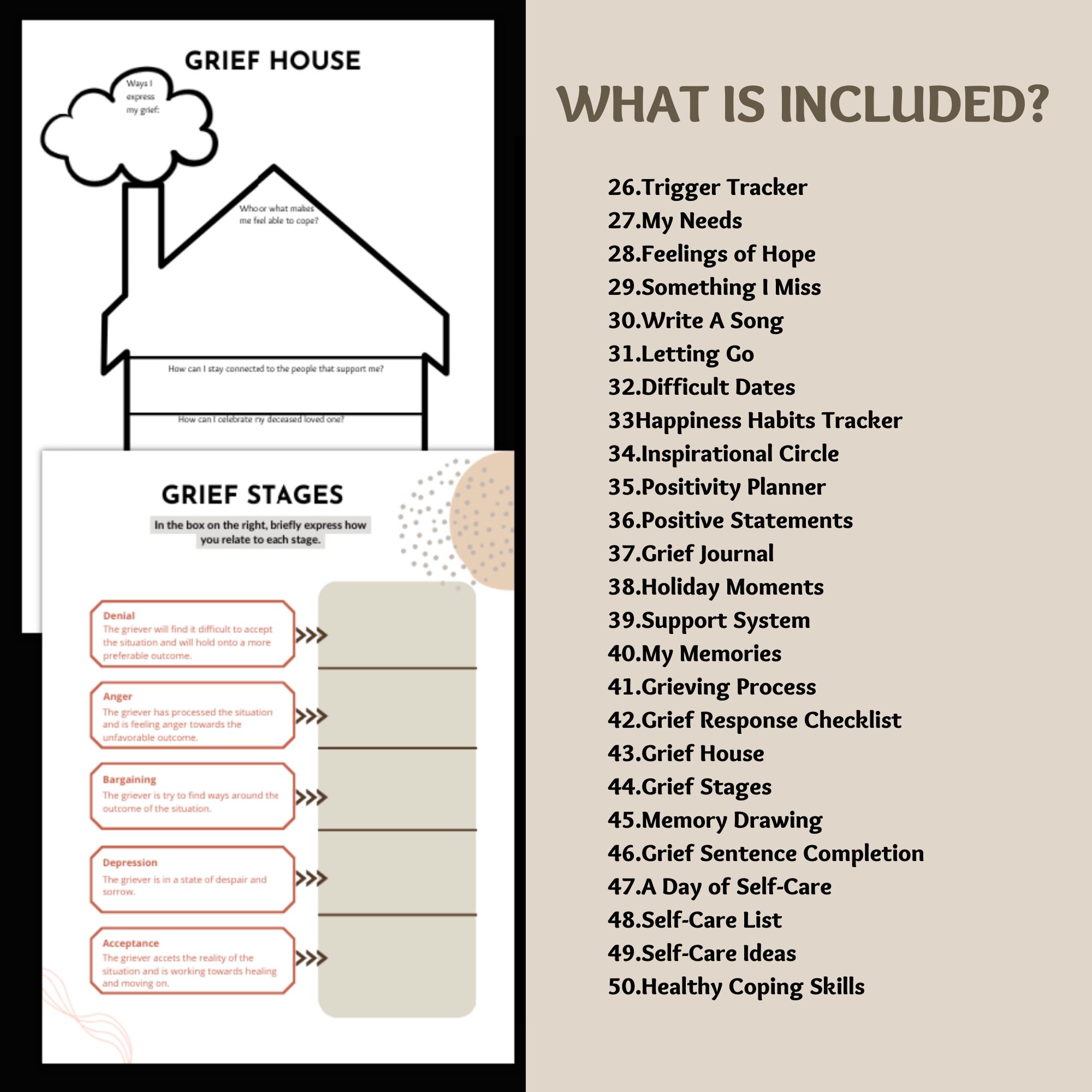 50 Grief and Loss Worksheets Bundle Grief Gift Printable - Etsy