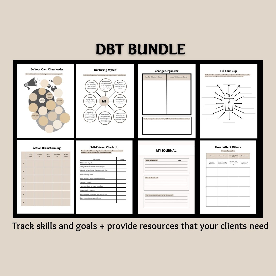 DBT Worksheet Bundle, Therapy Worksheets, DBT Skills, DBT Workbook ...
