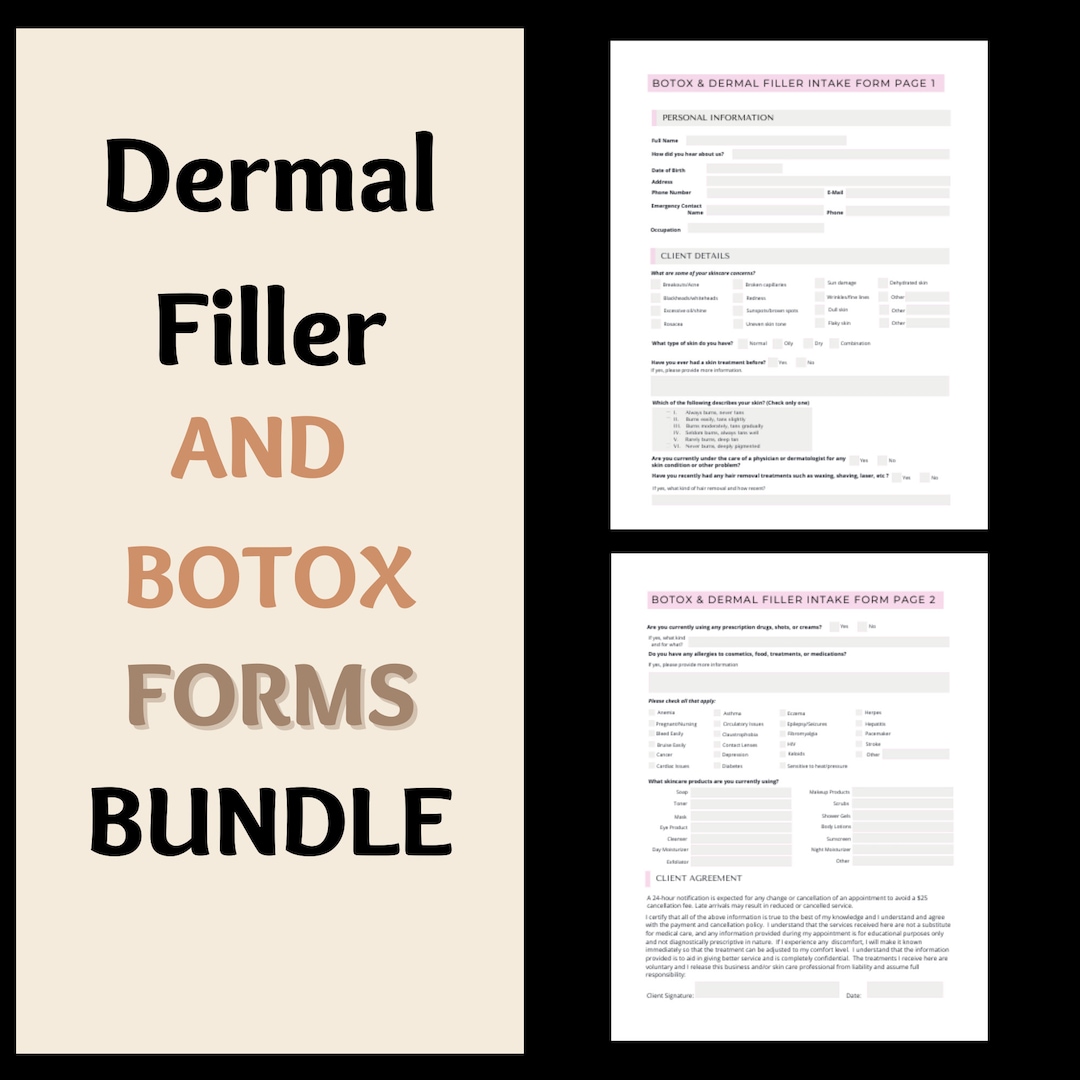 Dermal Filler Intake Consent Forms, Botulinum Toxin Consent Form, Botox ...