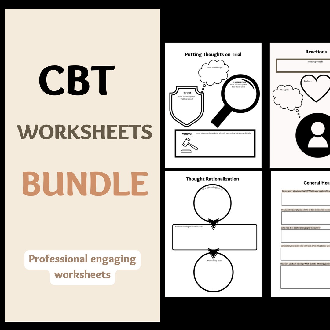 CBT Worksheets Bundle, Therapy Journal Prompts, Printable Mental Health ...