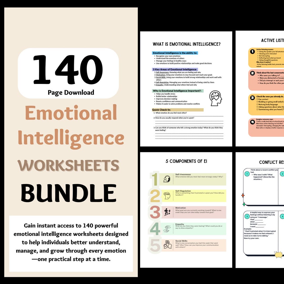 140 Emotional Intelligence Worksheets Therapy Aid Relationship ...