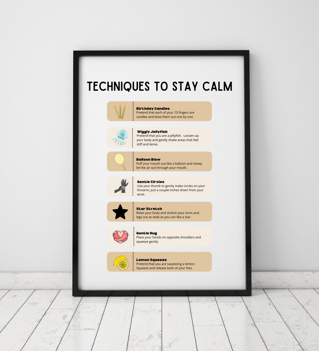 Techniques to Stay Calm Therapy Poster Wall Print, Therapist Office ...