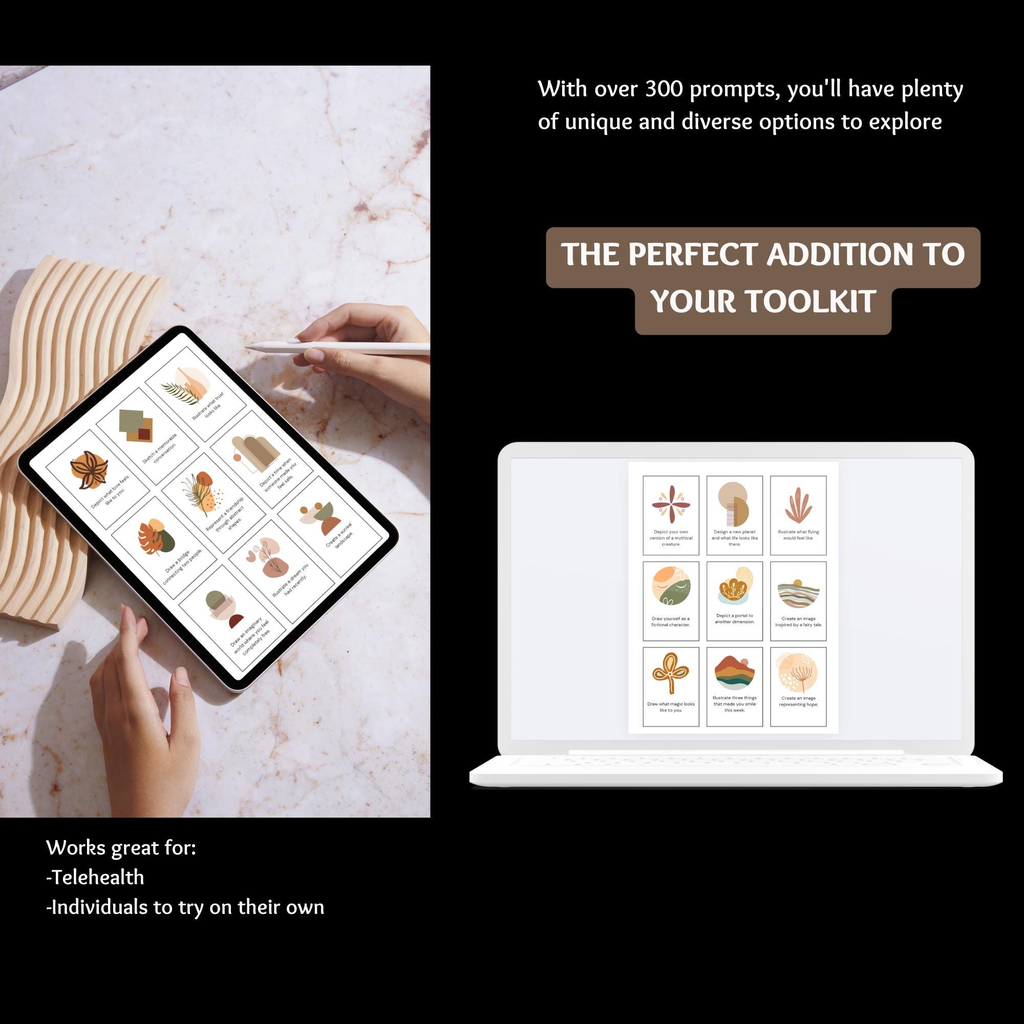 Art Therapy Journal Prompt Cards Therapy Tools Mental Health Resources ...