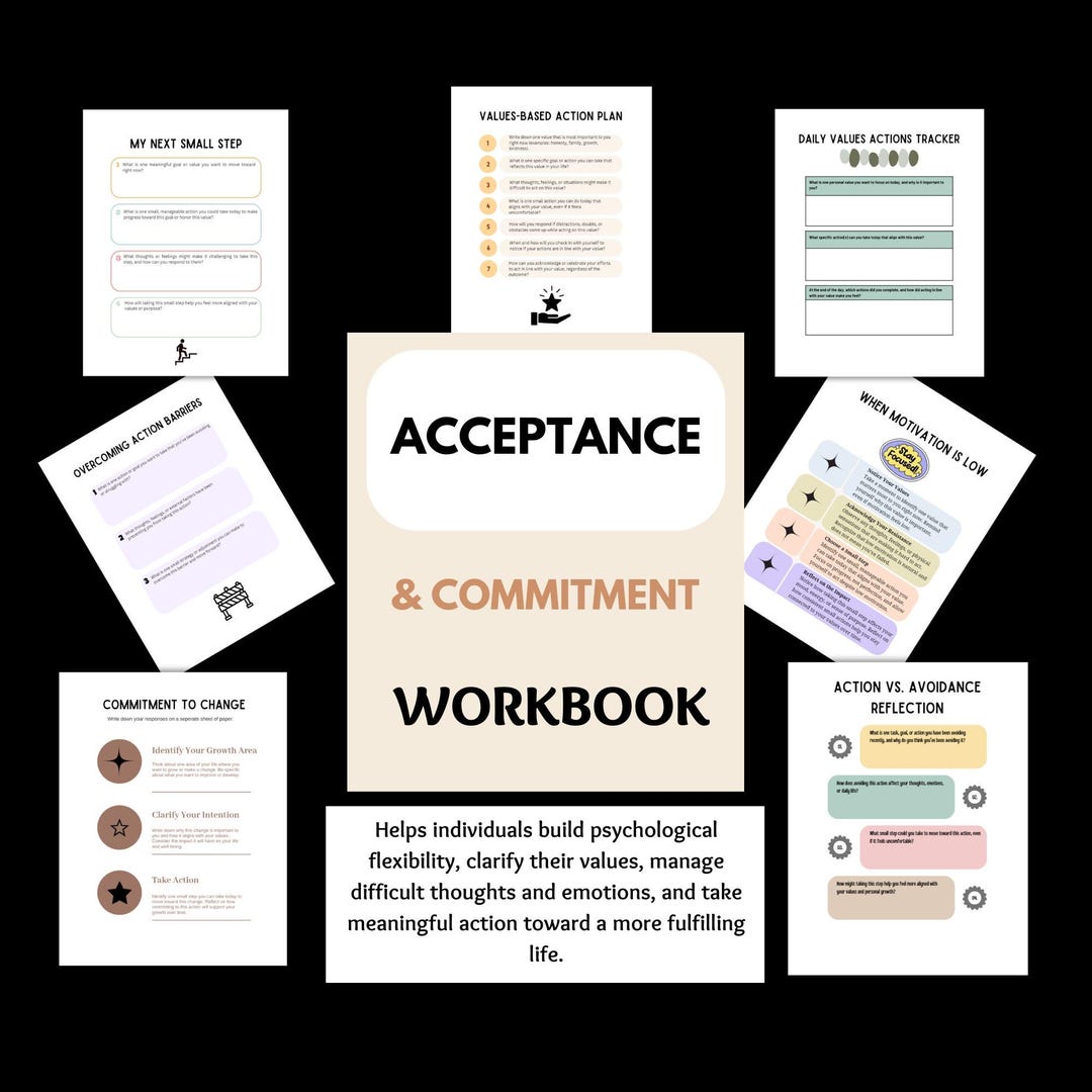 Acceptance and Commitment Therapy Worksheets, ACT Questions, Mental ...