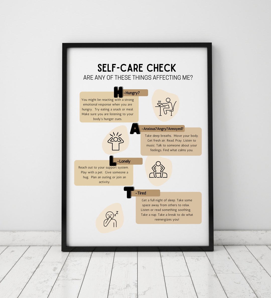 Self-care Check Mental Health Poster, Therapy Office Decor, School ...