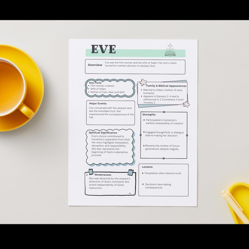 Feuilles de travail du guide d'étude des personnages sur les femmes de ...