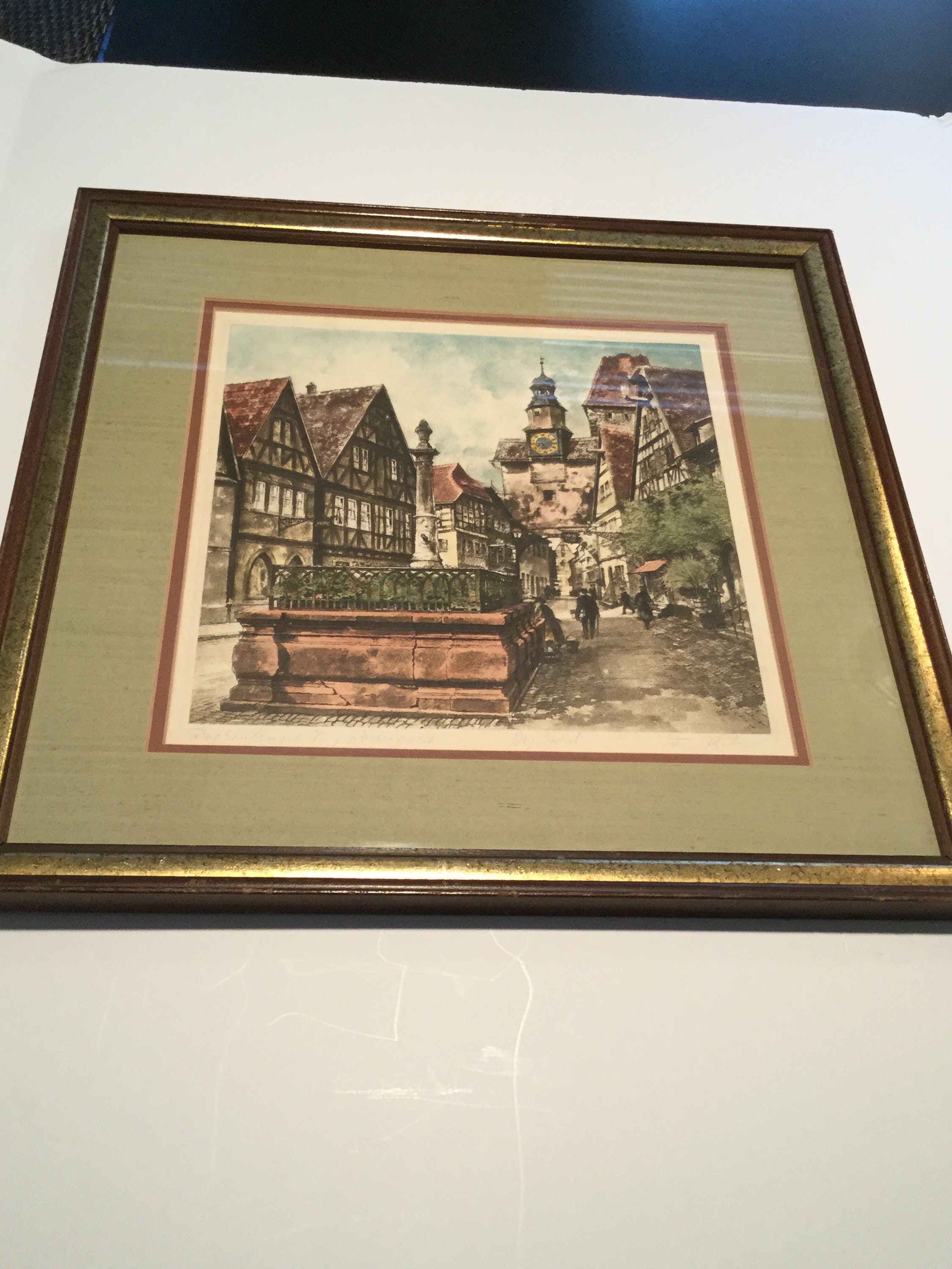 Rothenburg Gate Roder Vintage Hand Colored Etching Signed & Framed - Etsy
