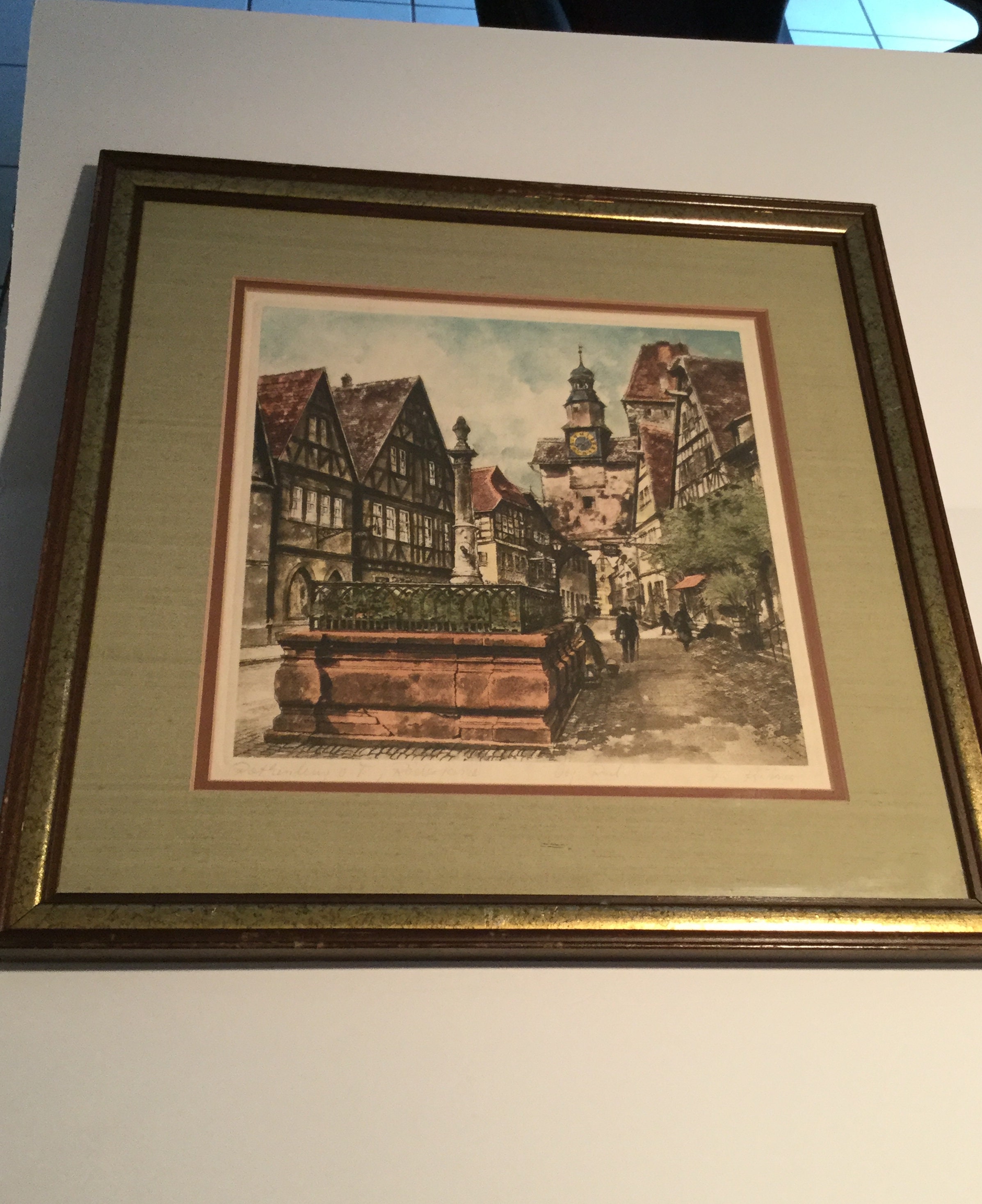 Rothenburg Gate Roder Vintage Hand Colored Etching Signed & Framed - Etsy