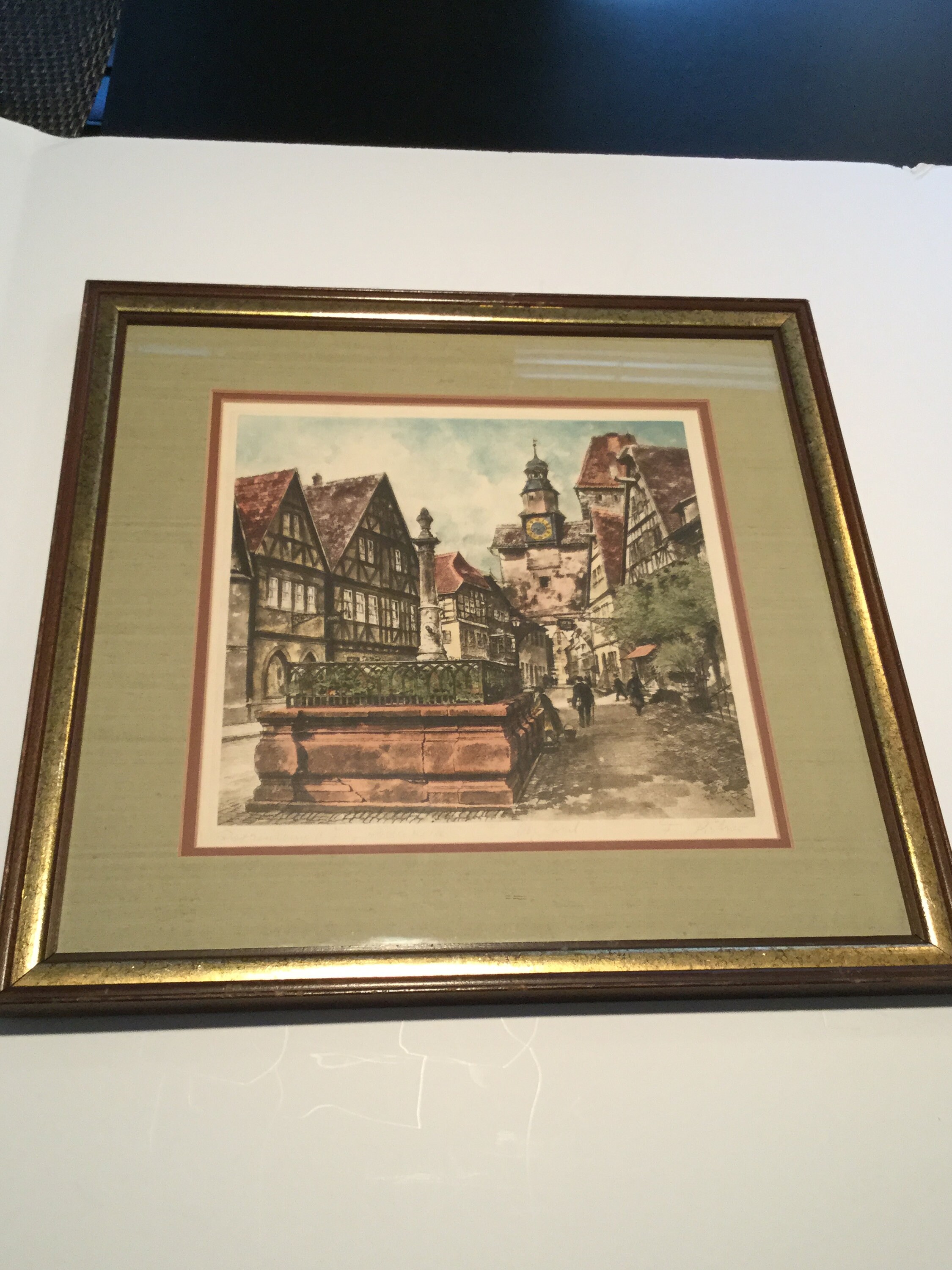 Rothenburg Gate Roder Vintage Hand Colored Etching Signed & Framed - Etsy