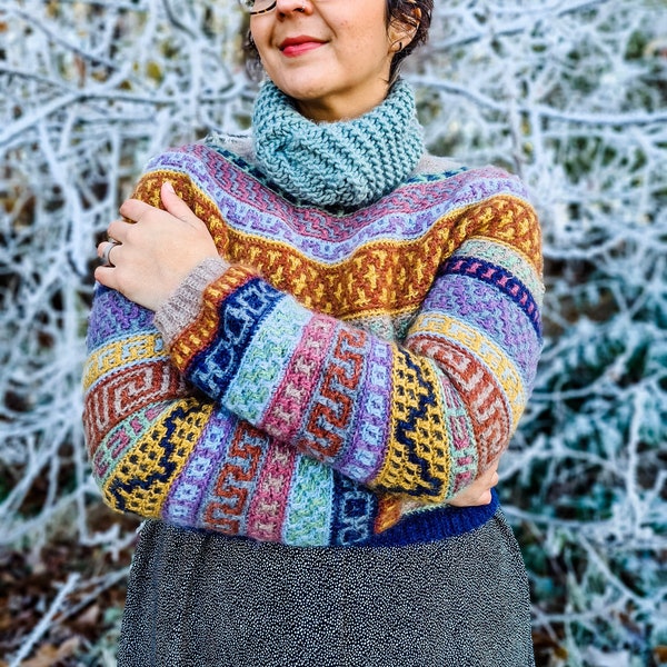 Tunisian Crochet Mosaic Sweater - Etsy