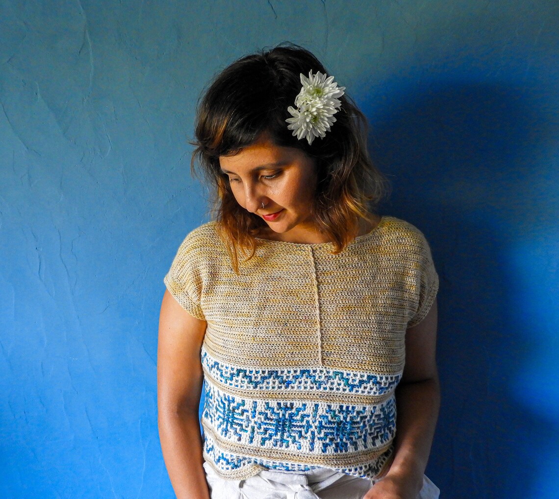 Crochet Pattern Summer Tee Cropped Low Back Crew Neck - Etsy