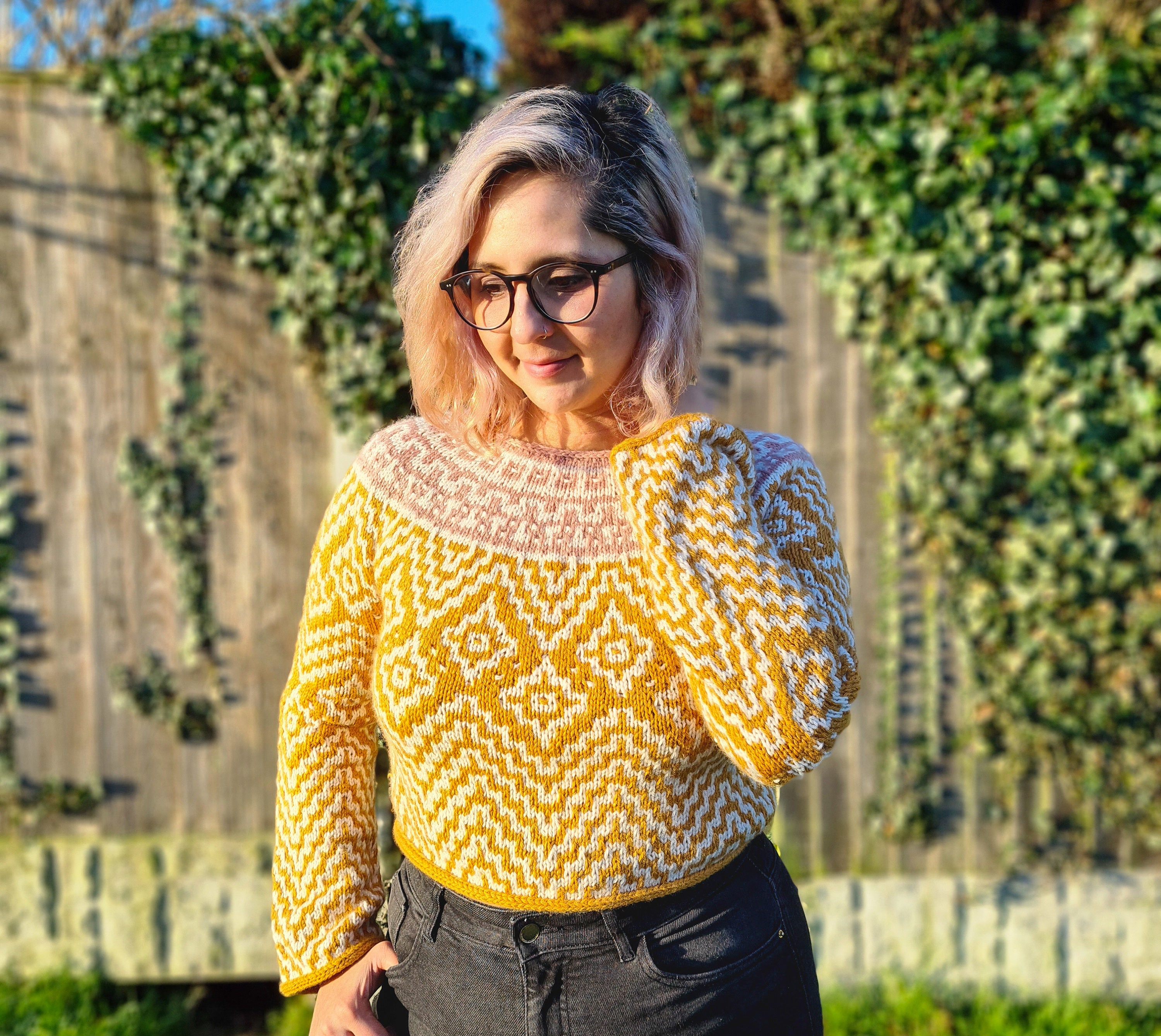 Knitting Pattern Mosaic Knitting Round Yoke Sweater | Etsy