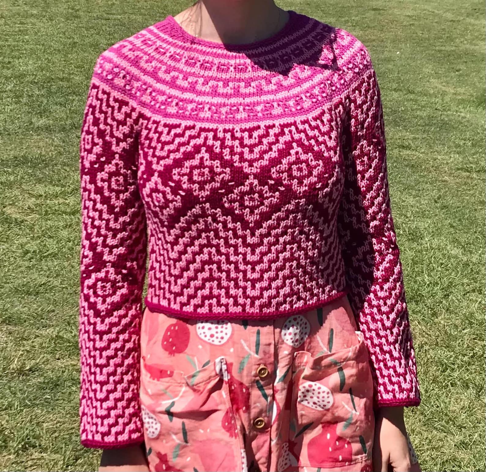 Knitting Pattern Mosaic Knitting Round Yoke Sweater - Etsy