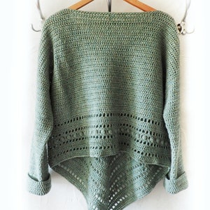 Crochet Pattern >> Lace Oversized Comfy Shawl Textured Low Back Sweater ...