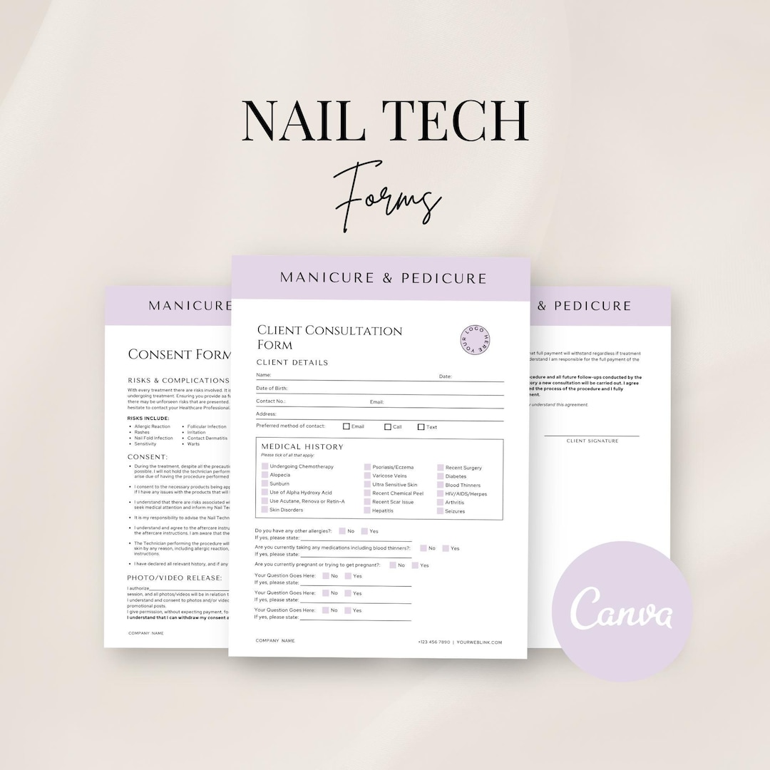 Nail Tech Form Template, Editable Client Intake Form, New Client ...