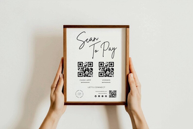 Scan to Pay Template, QR Code Sign, Printable Accepted Payments Sign ...
