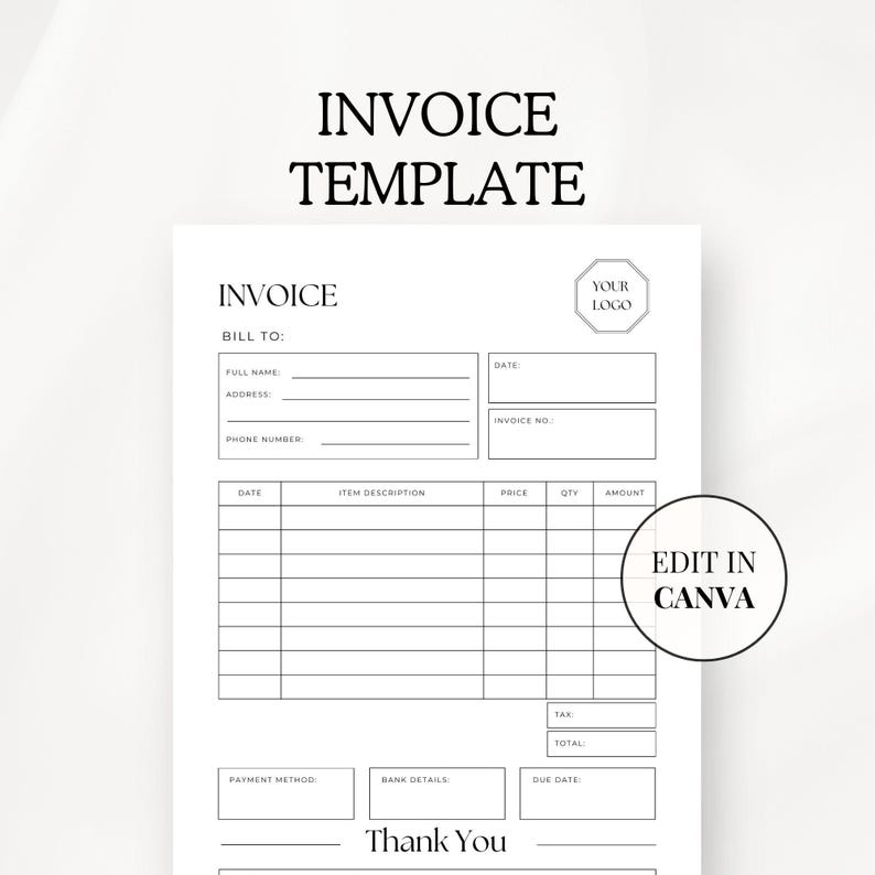 Invoice Form Template, Editable Small Business Form, Edit in Canva ...
