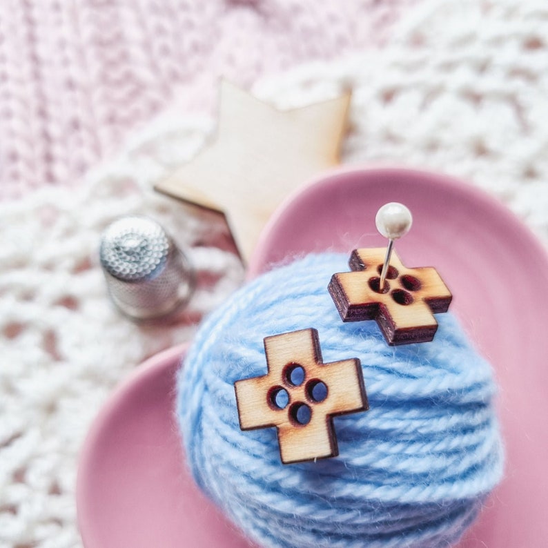 Small Wooden Cross Buttons for Handicrafts - Sewing, Knitting ...
