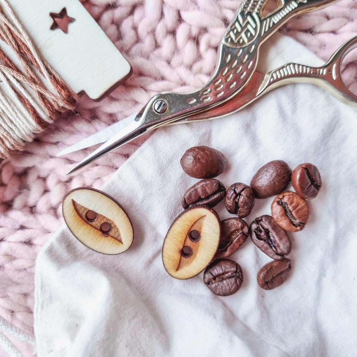 Coffee Beans Buttons | Wooden Buttons for Mug Warmers, Cup Cozy, Mug ...