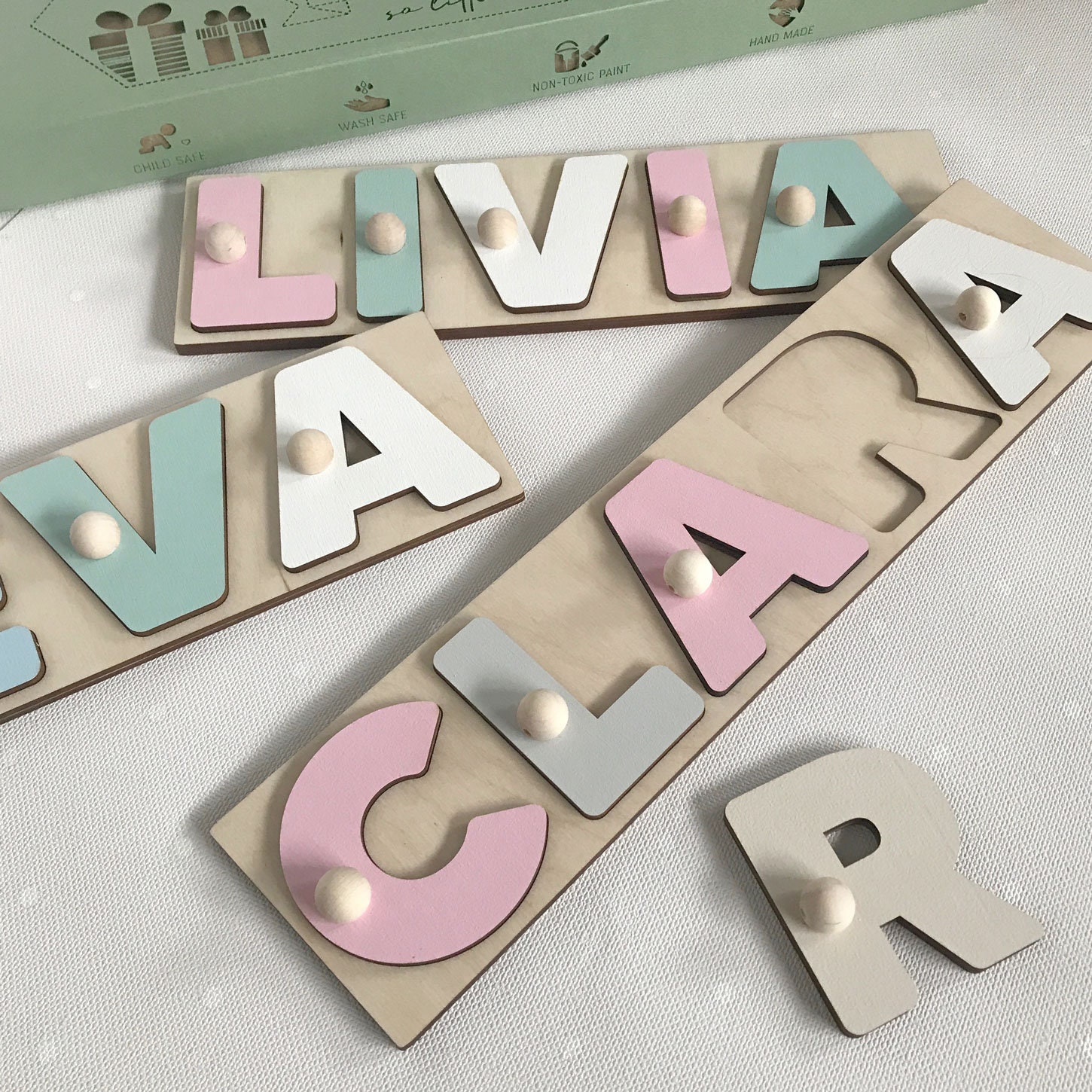 Name Puzzles With Pegs for Toddlers Educational Montessori Toys Gift ...