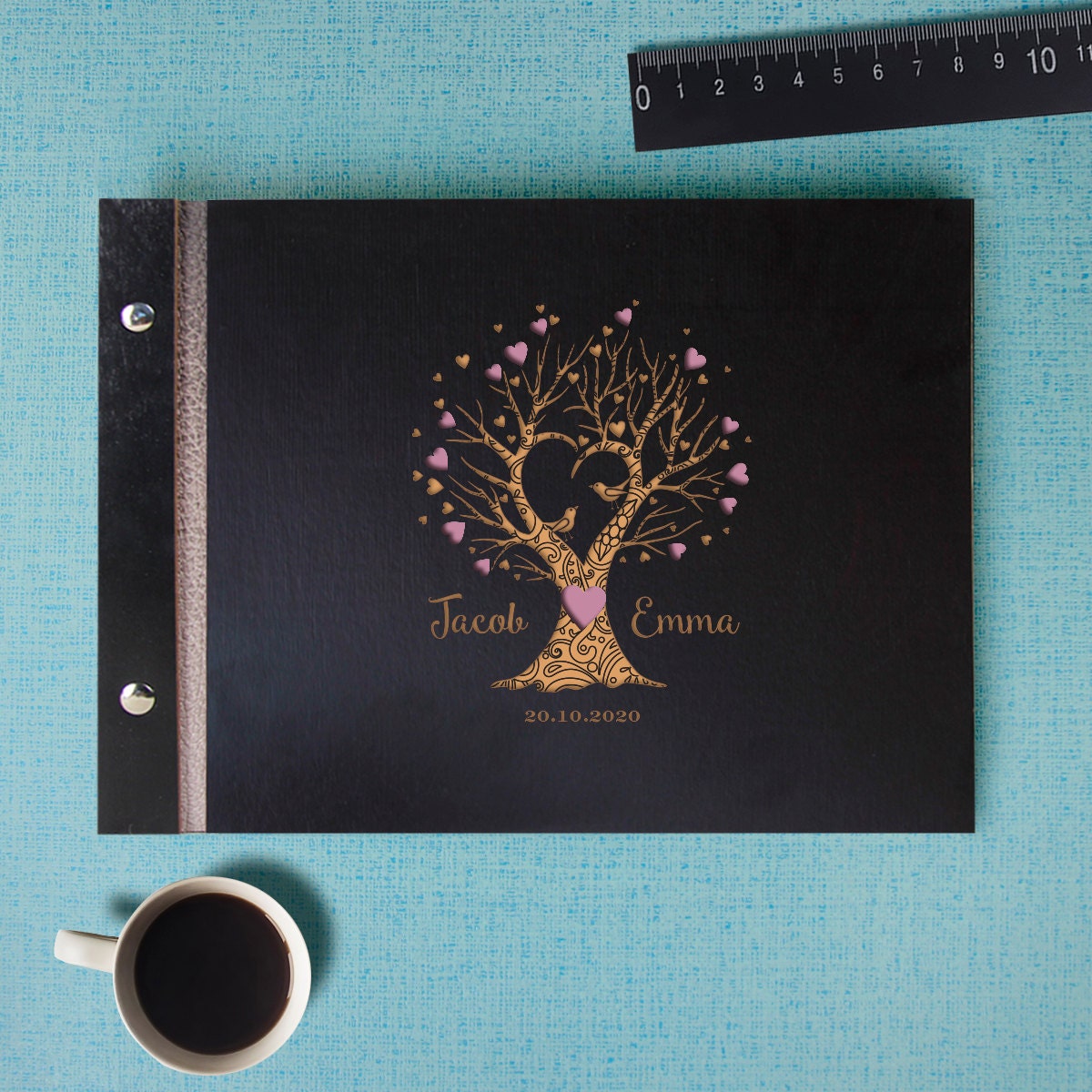 Mom and Dad Family Tree Photo Album Wooden Wedding Guest Book | Etsy