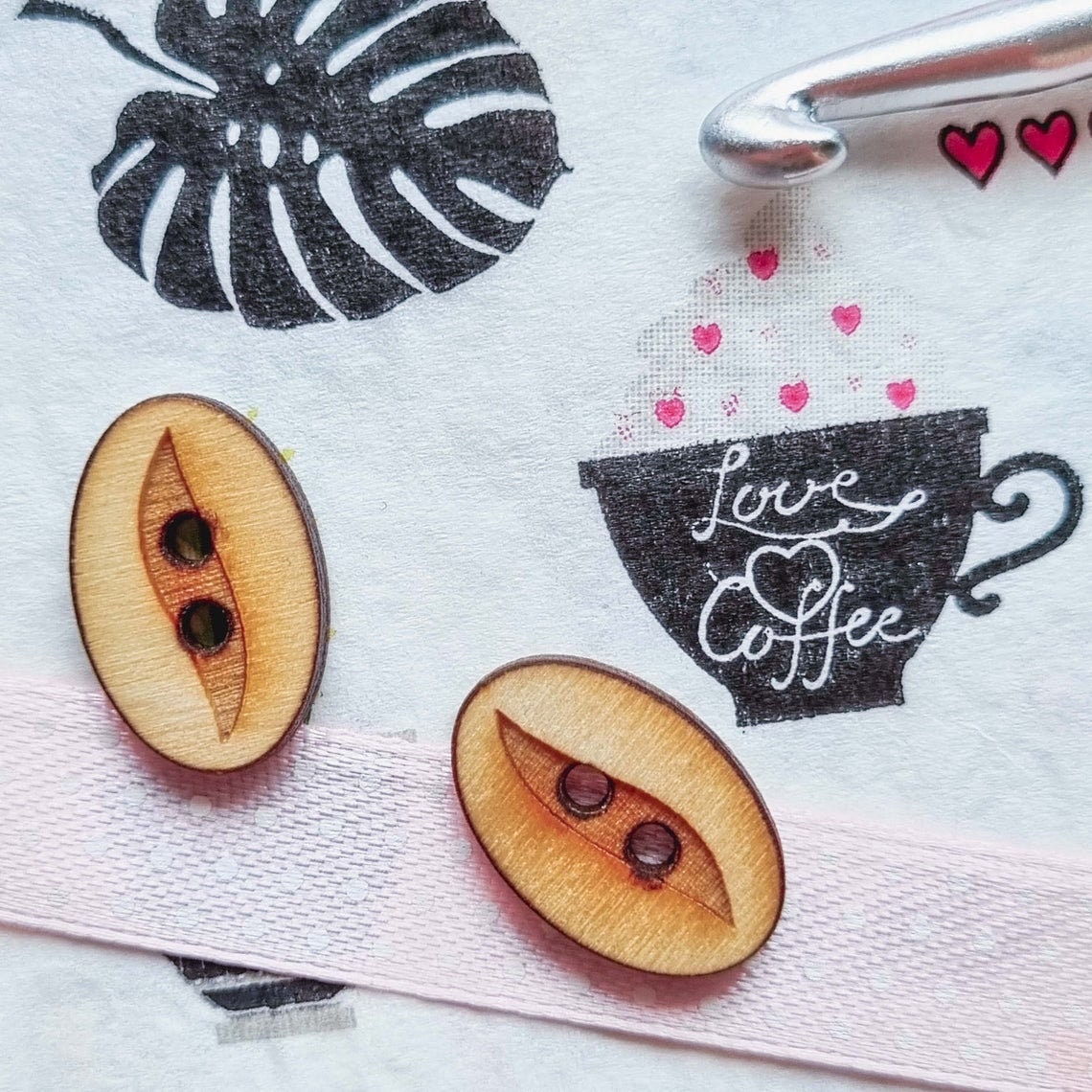 Coffee beans buttons wooden buttons for mug warmers cup | Etsy