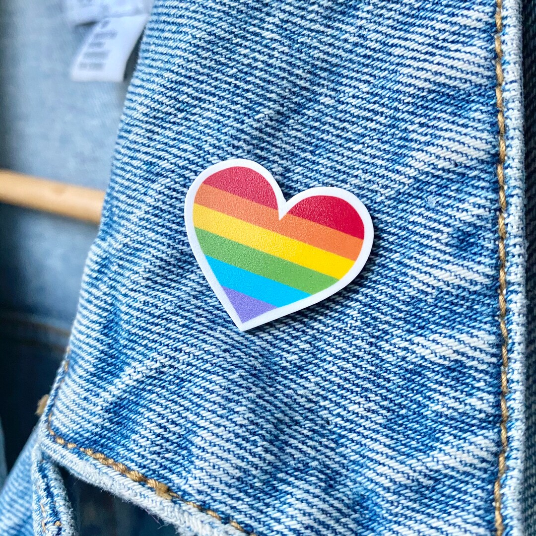 Rainbow Heart Pin Handmade Heart Pin - Etsy