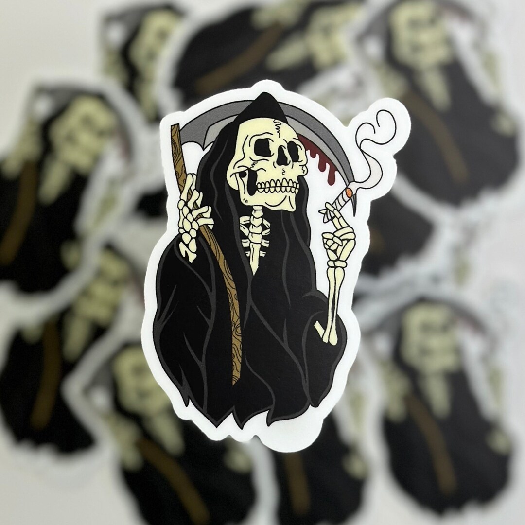 Grim Reefer Sticker 420 Grim Reaper Sticker - Etsy