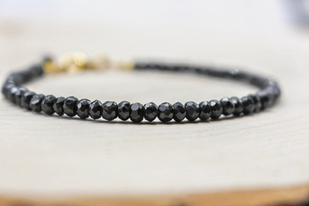 Black Spinel Bracelet| Handmade Spinel Jewelry| Beaded Bracelet ...