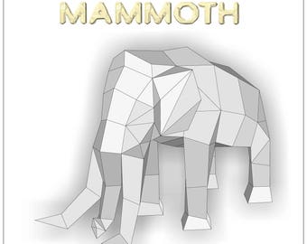Mammoth Head Papercraft PDF Template, DIY 3D Animal Wall Sculpture ...
