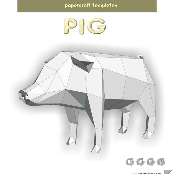 Papercraft 3d Pig - Etsy