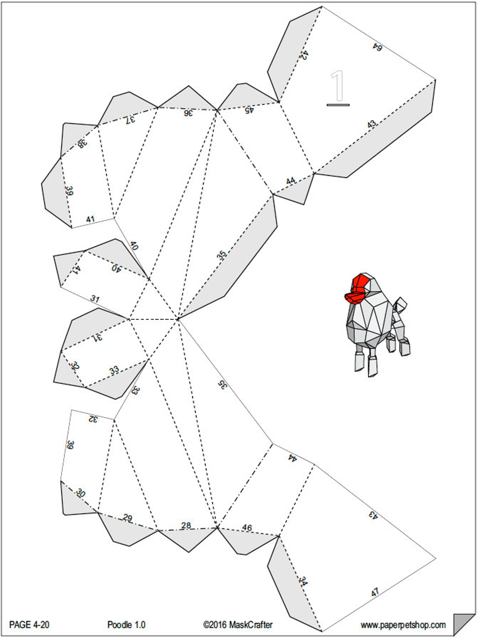 Paper Poodle, Papercraft Template, DIY Paper Pet Dog, 2018 Year of the ...