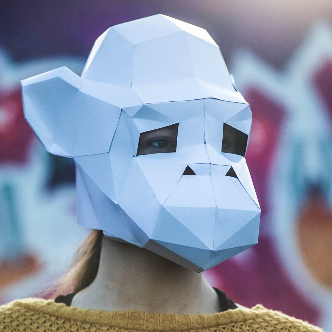 Paper Monkey /Chimp Mask Halloween Papercraft Template DIY | Etsy
