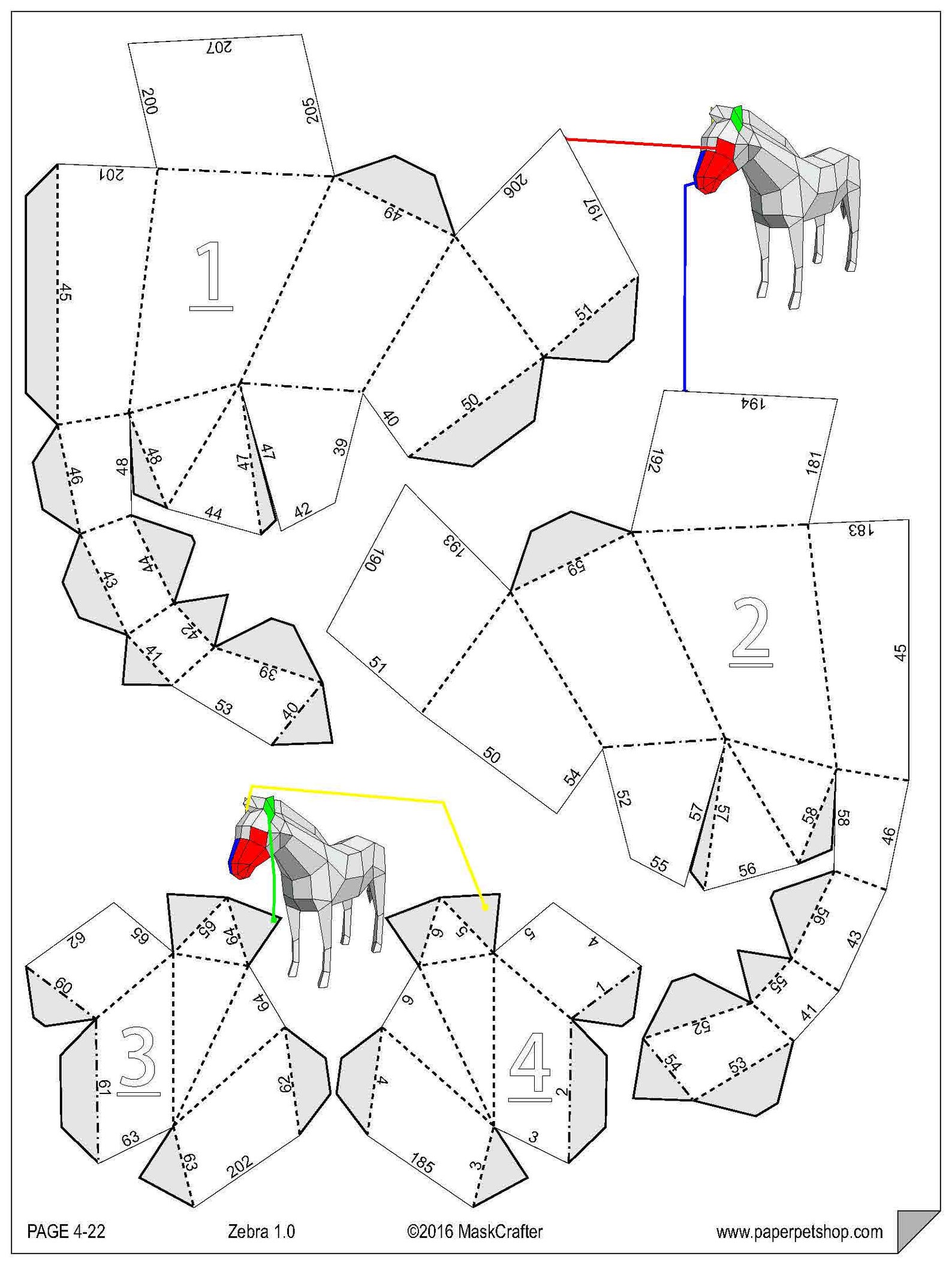 Zebra Printable Papercraft Template Paper Model | Etsy