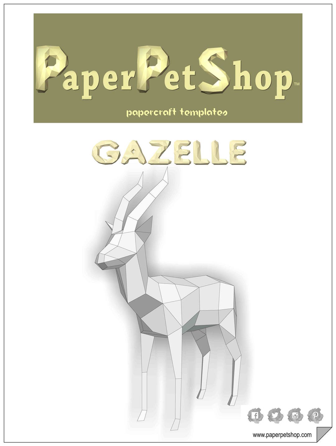 Papercraft Gazelle Template - Etsy