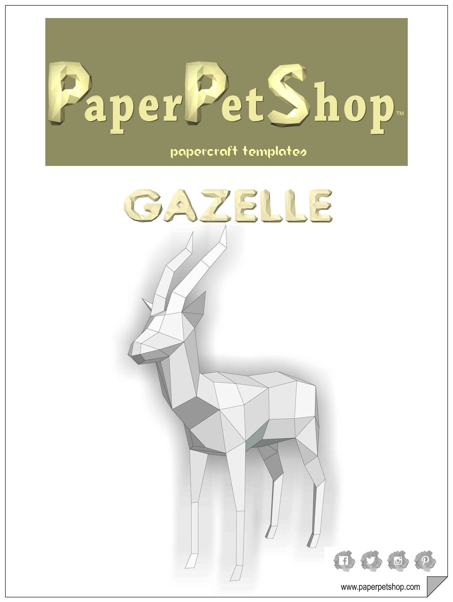 Papercraft Gazelle Template - Etsy